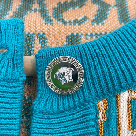 Versace | Sweaters | Authentic Versace Allover Logojacquard Cropped ...